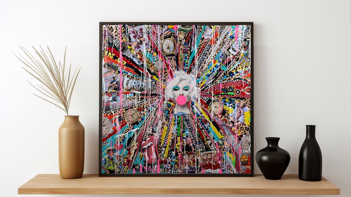 Kaptajn Danmark - mixed media-billede kan købes hos Galleri Lars Falk